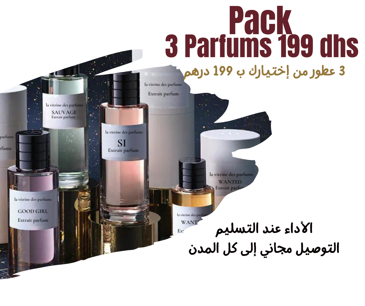 Pack 3 extraits parfums – vitrine des parfums